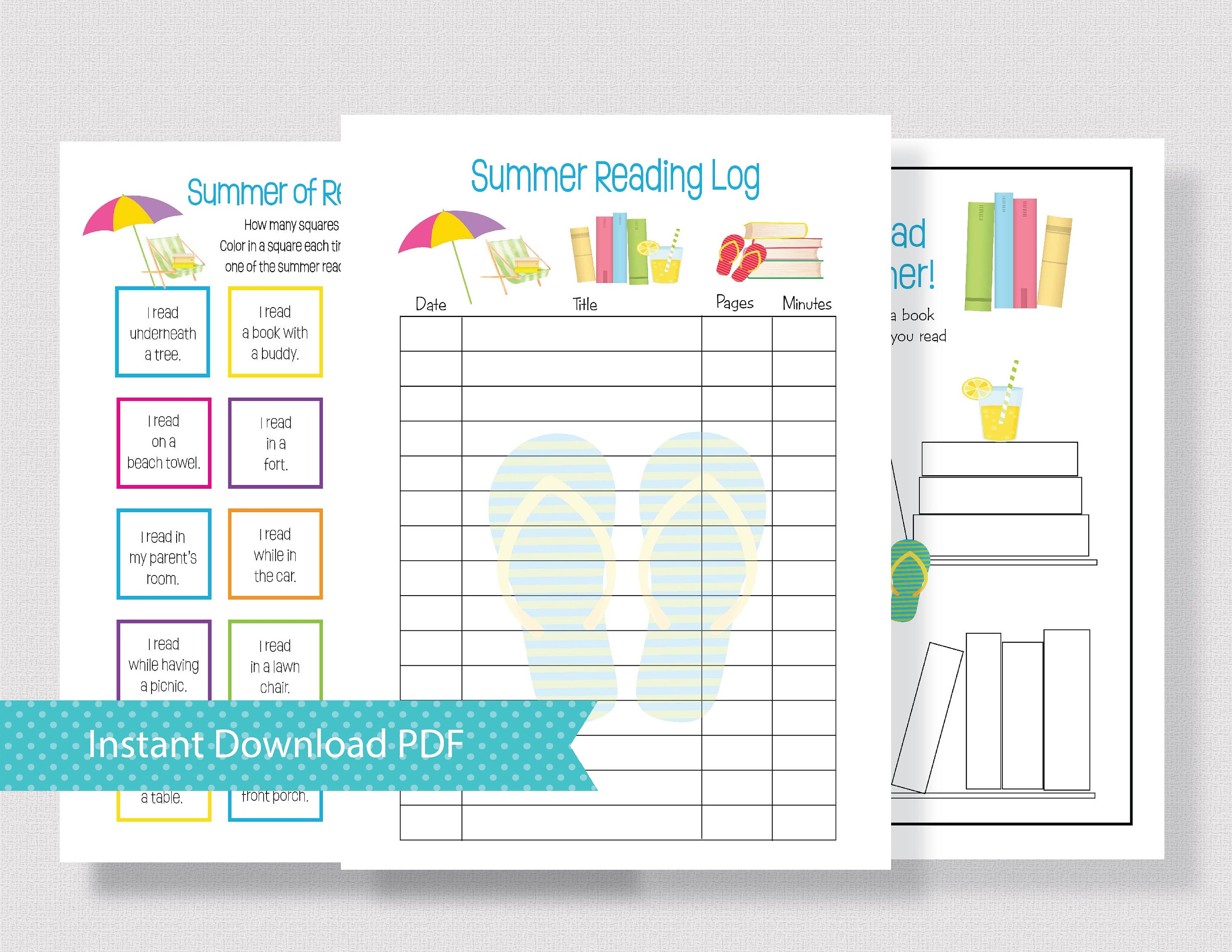 KIDS SUMMER READING Log Printables, Summer Reading Log Activity, Book ...