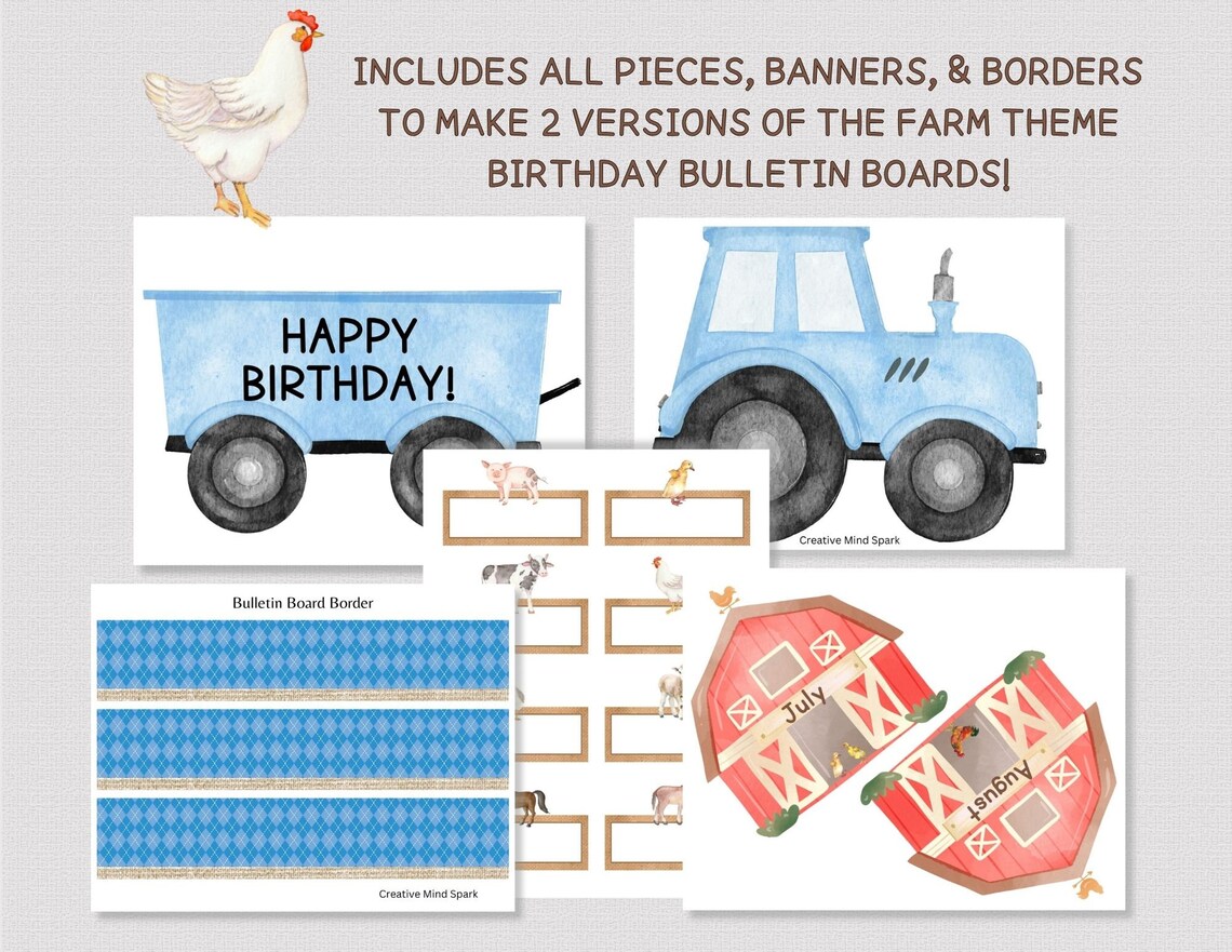 FARM THEME BIRTHDAY Bulletin Board Editable Farm Birthday - Etsy