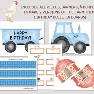 FARM THEME BIRTHDAY Bulletin Board, Editable Farm Birthday Display ...