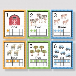 FARM THEME NUMBER Printable Posters, Farm Numbers 1-20 Classroom Wall ...