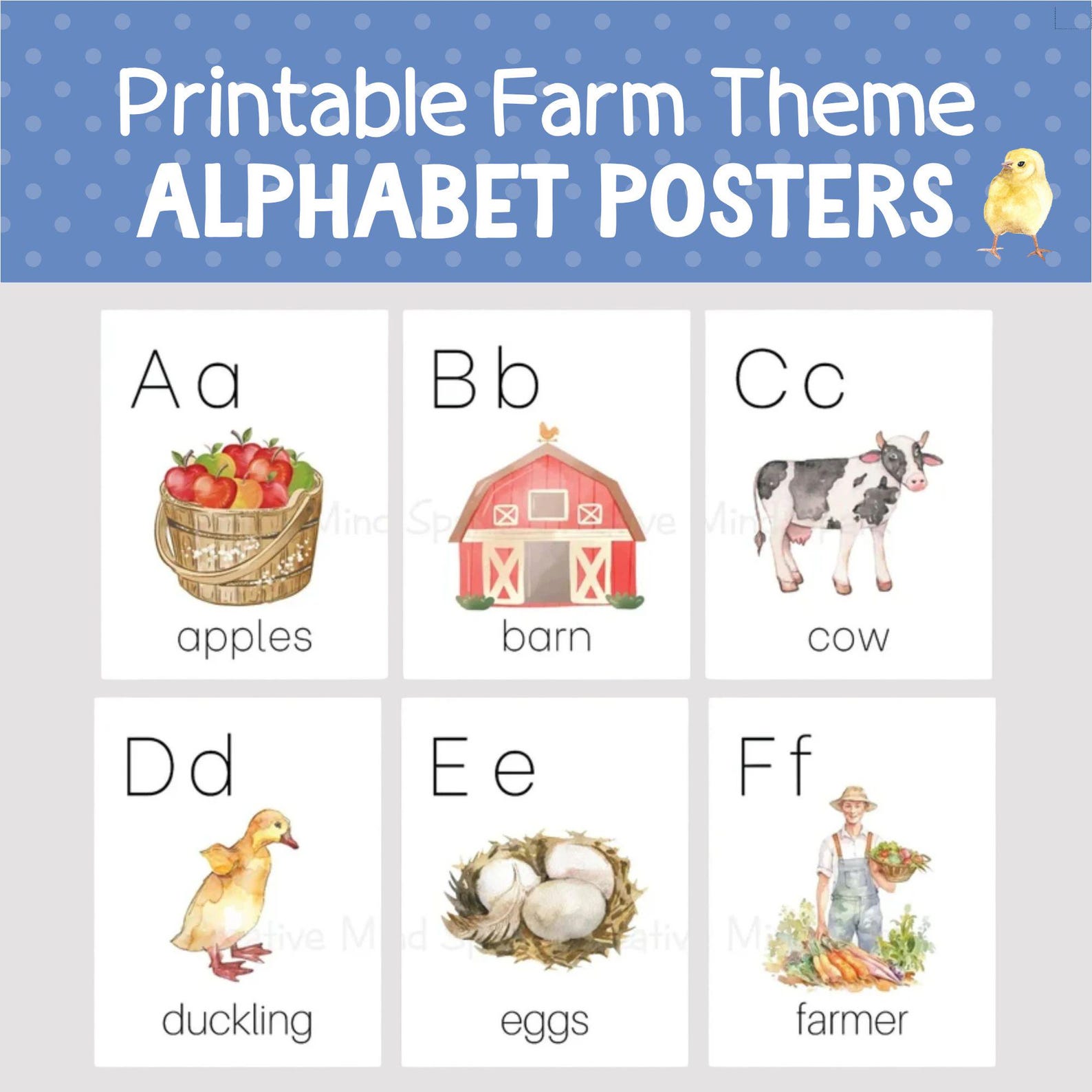 FARM THEME ALPHABET Posters, Printable Farm Alphabet, Farm Alphabet ...