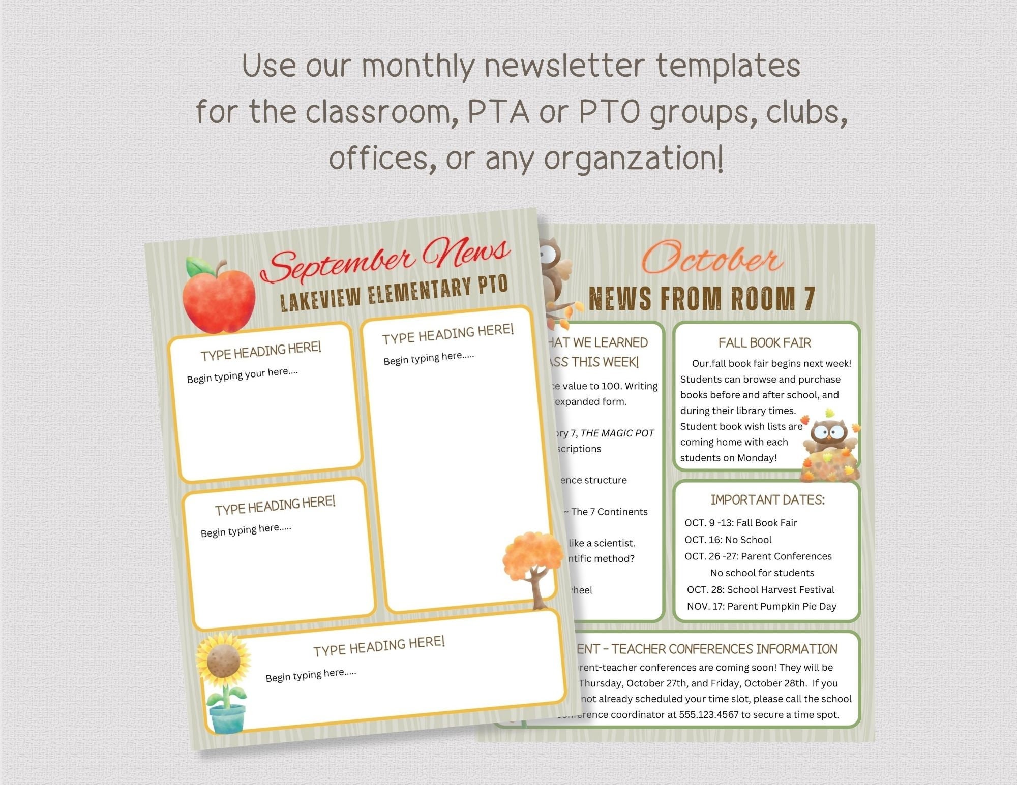CLASSROOM NEWSLETTER TEMPLATE Bundle, Editable Monthly Classroom ...