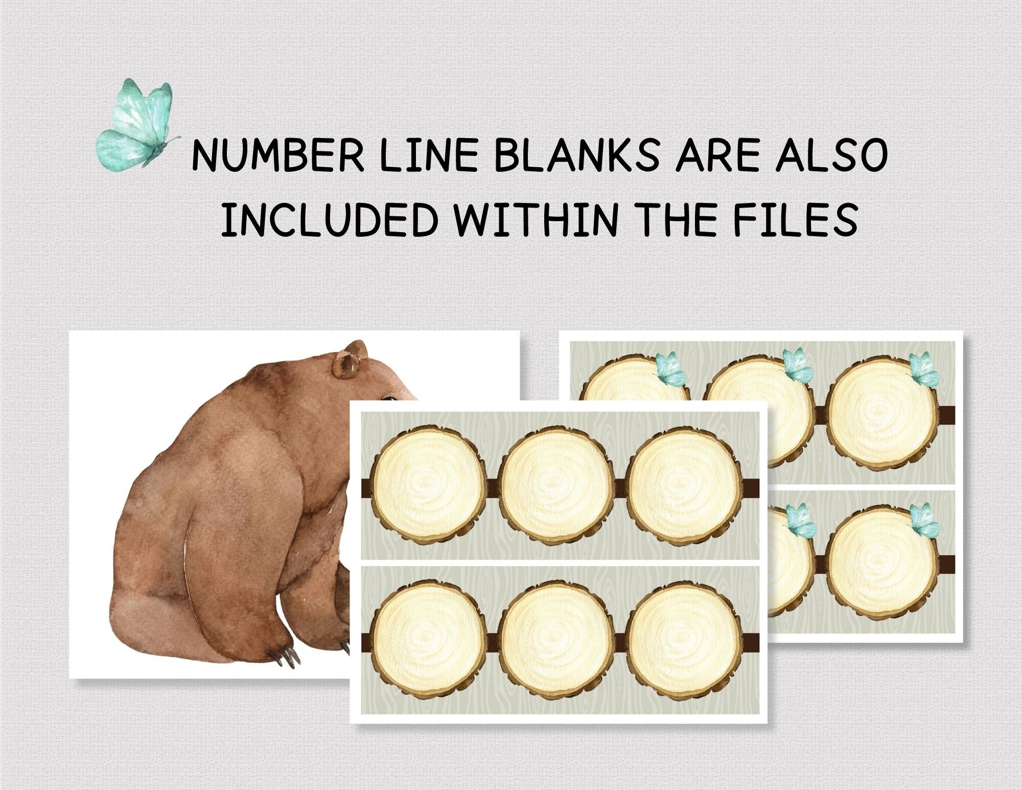 WOODLAND NUMBER LINE for Classroom, Printable Woodland Bear Number Line ...
