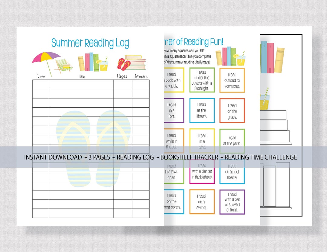 KIDS SUMMER READING Log Printables, Summer Reading Log Activity, Book ...