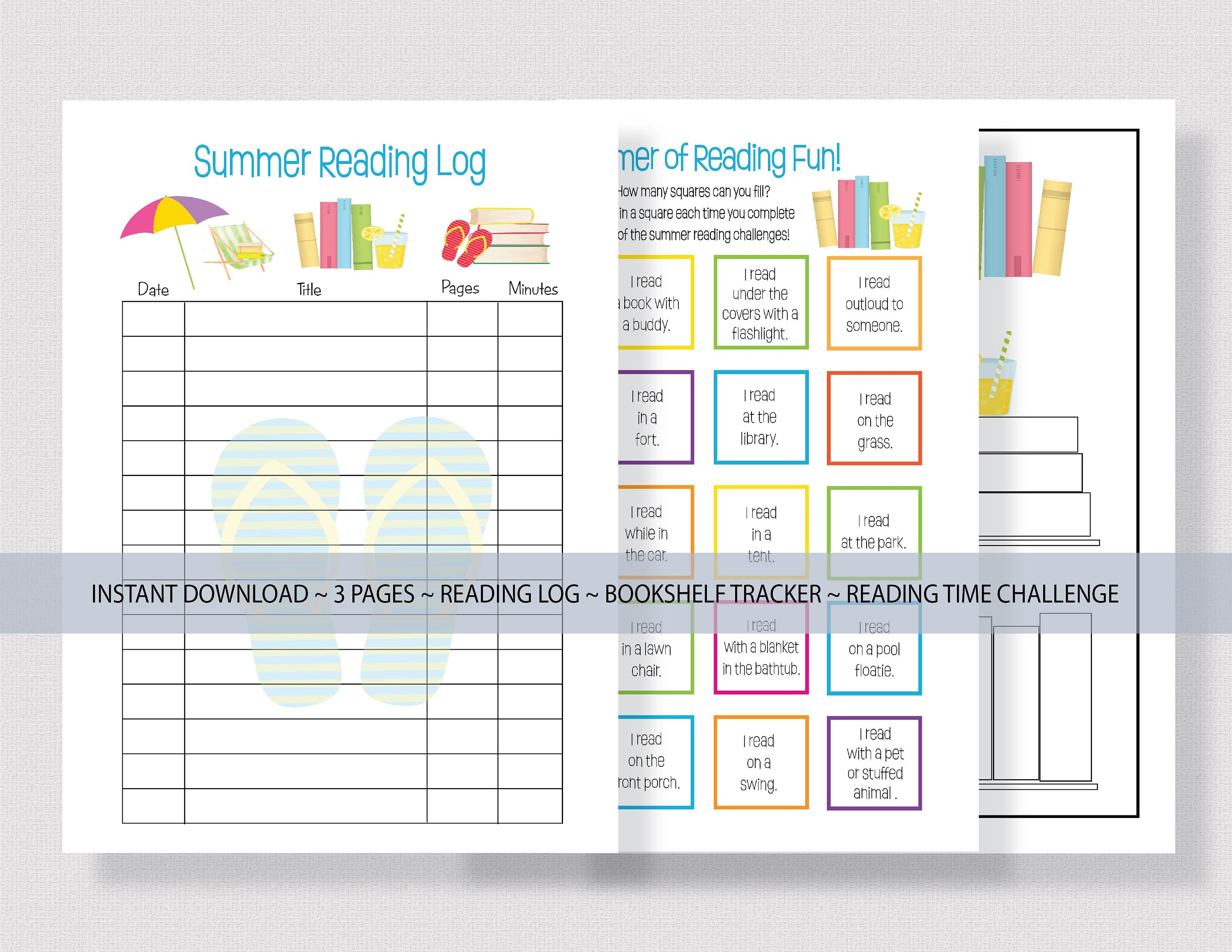 KIDS SUMMER READING Log Printables, Summer Reading Log Activity, Book ...