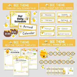 BEE THEME CLASSROOM Decor Bundle, Printable Honeybee Theme Classroom ...
