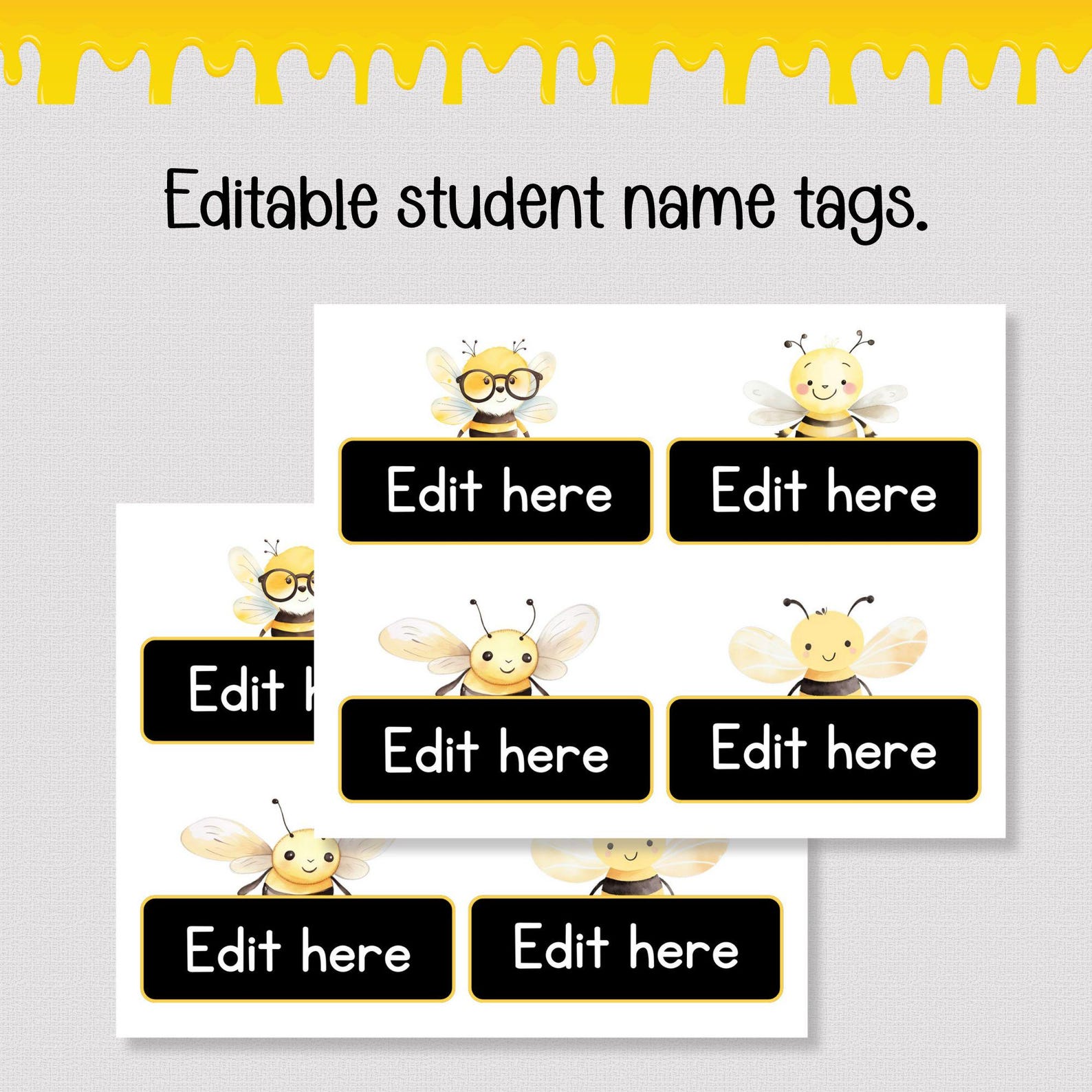 BEE THEME BIRTHDAY Bulletin Board, Editable Honey Bee Birthday Display ...