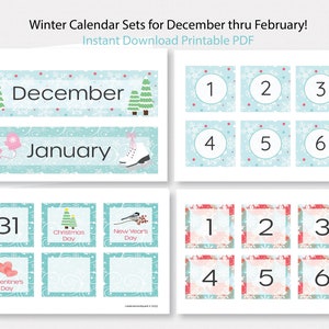WINTER CLASSROOM CALENDAR Set, Printable December Calendar, January ...