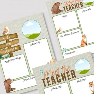 MEET THE TEACHER Woodland Themed Template, Canva Teacher Template for ...