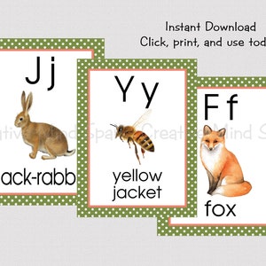 WOODLAND ALPHABET POSTERS, Printable Woodland Theme, Alphabet Classroom ...