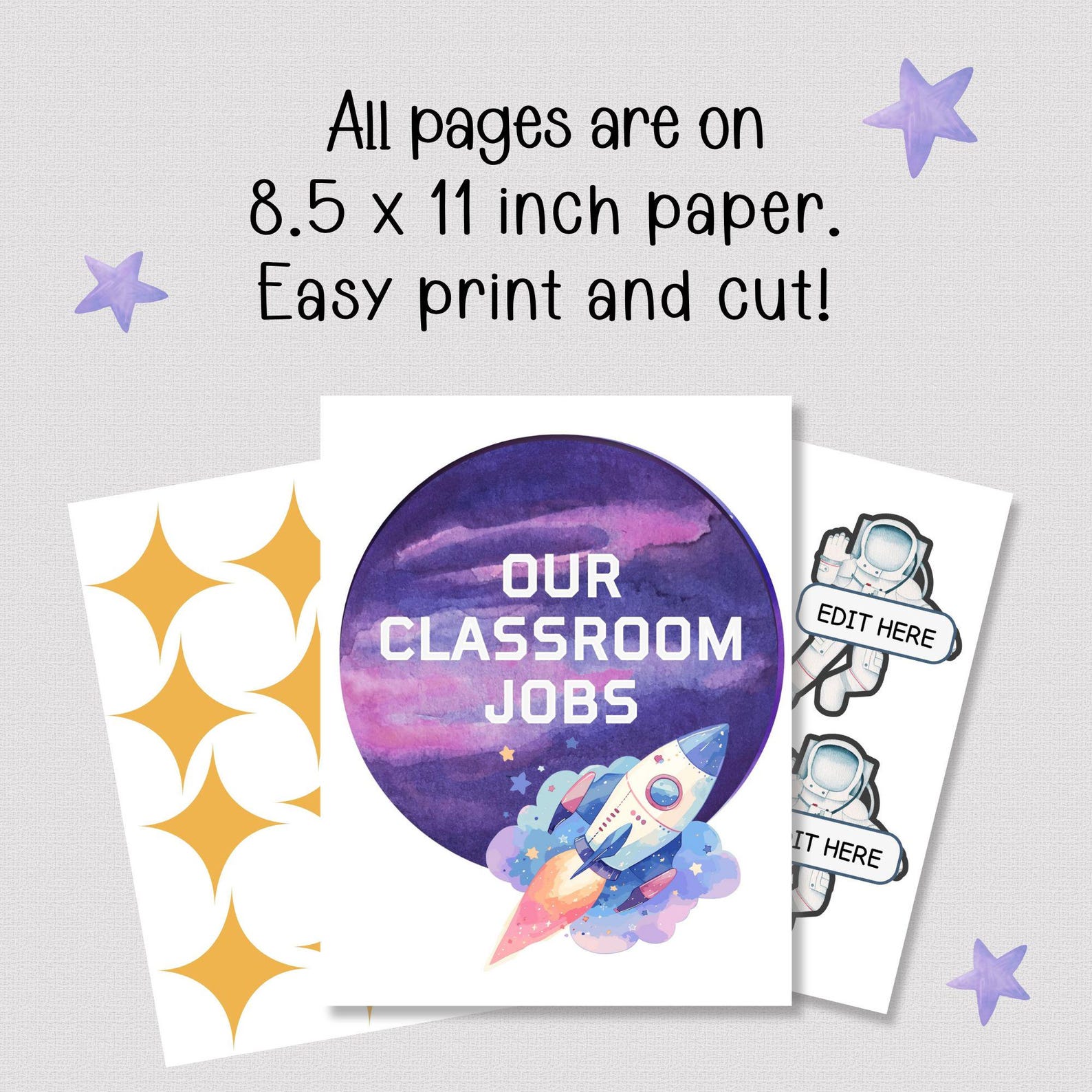 SPACE CLASSROOM JOBS Display, Printable Classroom Jobs Chart, Editable ...