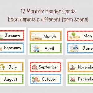 FARM THEME CLASSROOM Calendar, Printable Farm Calendar Bulletin Board ...
