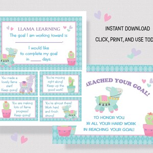 PRINTABLE LLAMA REWARD Chart Kit, Girls Llama Reward Chart, Cute Llama ...
