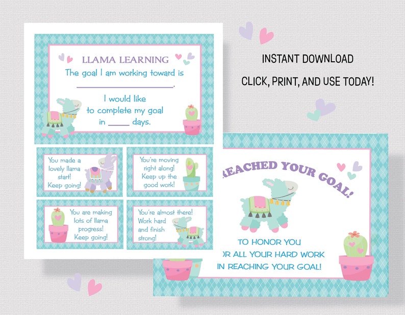 PRINTABLE LLAMA REWARD Chart Kit, Girls Llama Reward Chart, Cute Llama ...