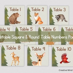 WOODLAND TABLE NUMBERS, Printable Classroom Table Numbers, Editable ...