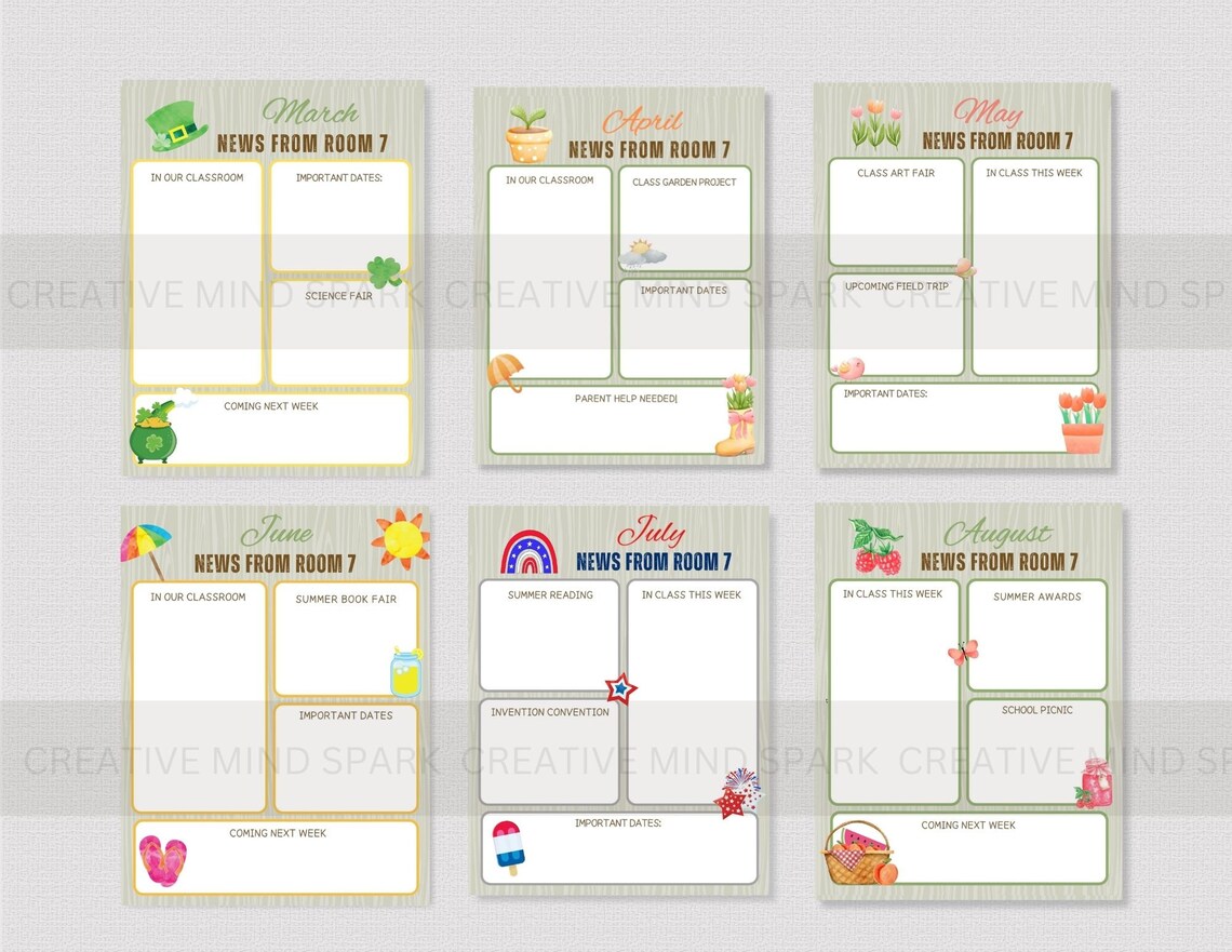 TEACHER NEWSLETTER TEMPLATE Bundle, Editable Classroom Newsletters ...