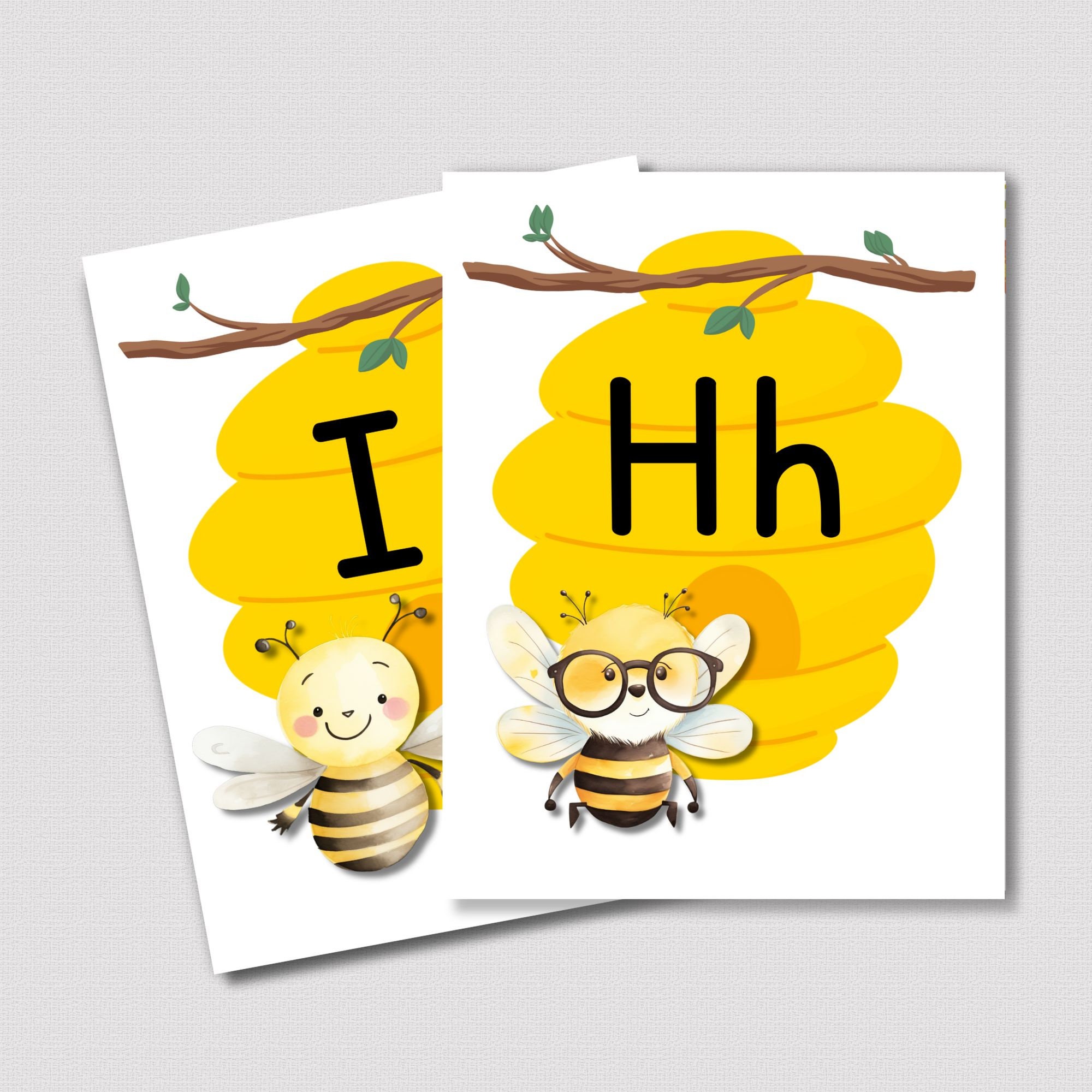 BEE THEME ALPHABET Posters, Printable Honey Bee Alphabet, 4 Versions ...