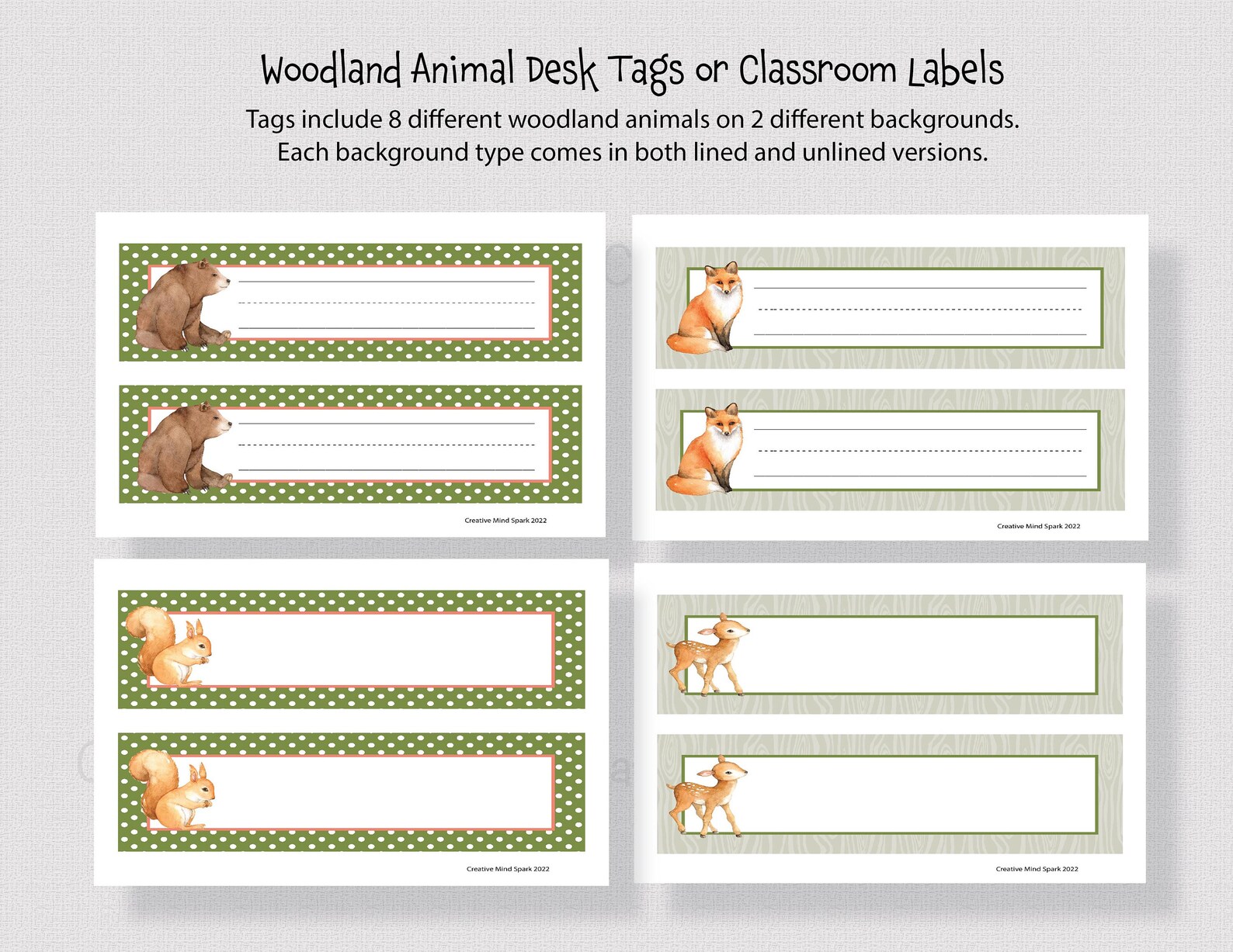 WOODLAND DESK Name Tags, Printable Woodland Desk Name Plates, Classroom ...