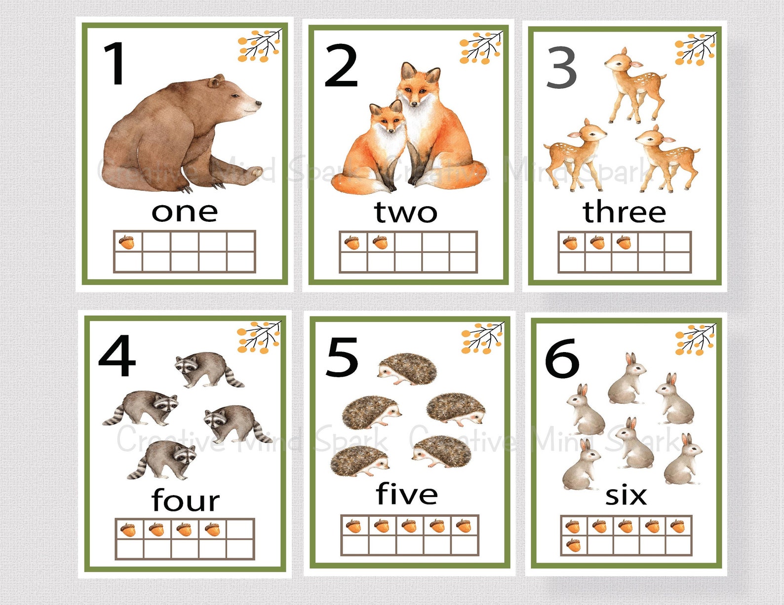 WOODLAND NUMBER POSTERS Printable Woodland Theme Numbers - Etsy