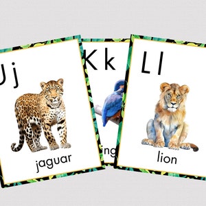 JUNGLE ALPHABET POSTERS, Printable Safari Animals Alphabet Posters, Abc ...