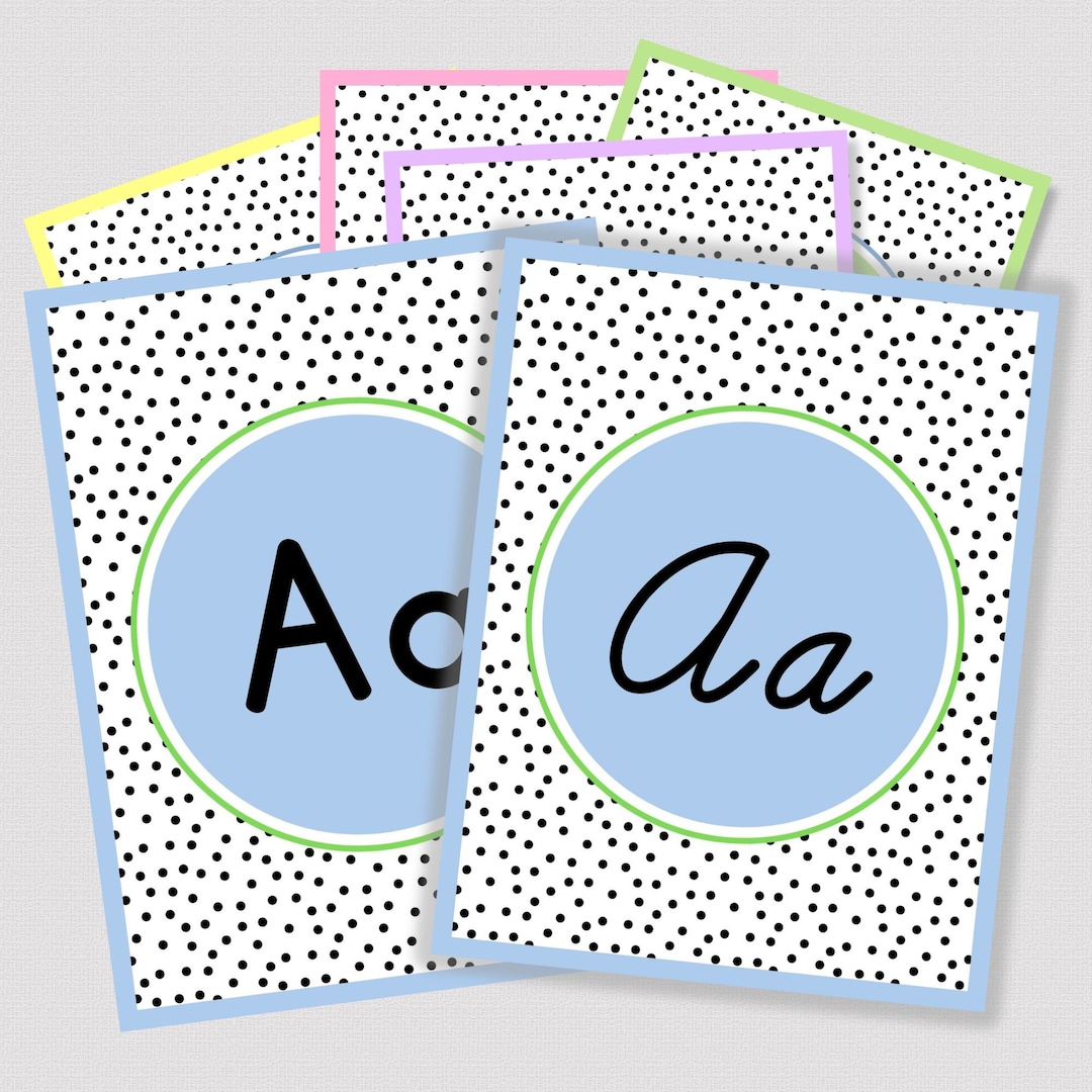 PASTEL COLORS Printable Alphabet Posters, Cursive and Manuscript ...