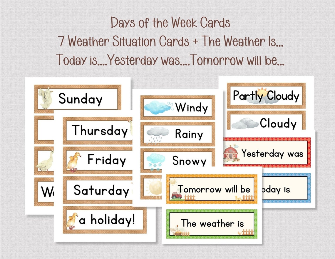 FARM THEME CLASSROOM Calendar, Printable Farm Calendar Bulletin Board ...