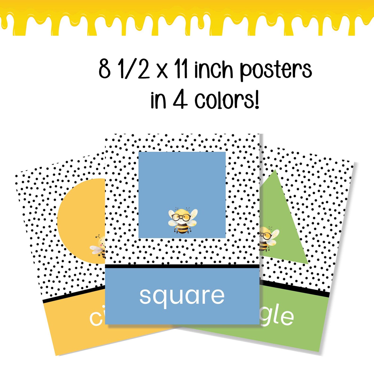 MATH SHAPES POSTERS for Classroom, Bee Theme 2d and 3d Shapes Posters ...
