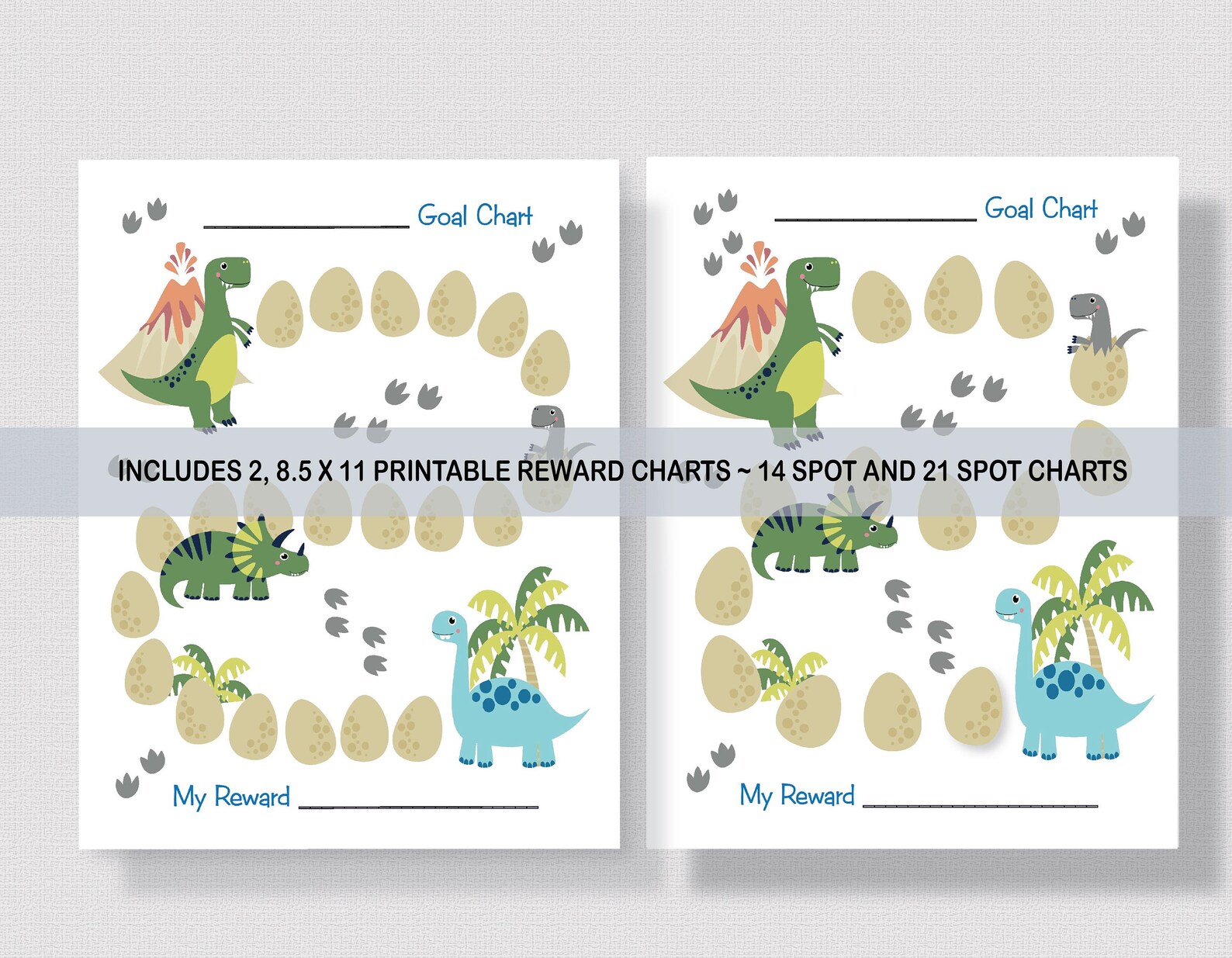 PRINTABLE REWARD CHART Kit, Dinosaur Reward Chart, Dinosaur Goal Chart ...