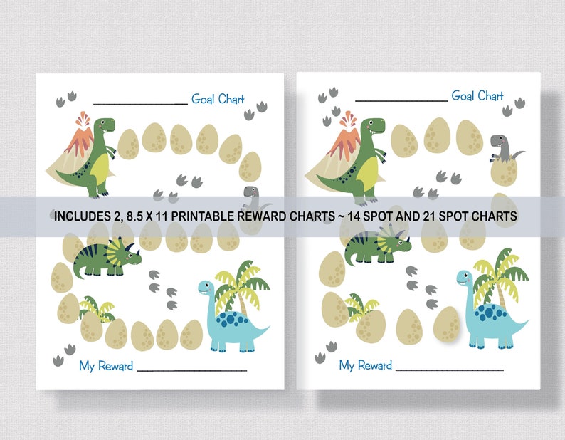 PRINTABLE REWARD CHART Kit, Dinosaur Reward Chart, Dinosaur Goal Chart ...