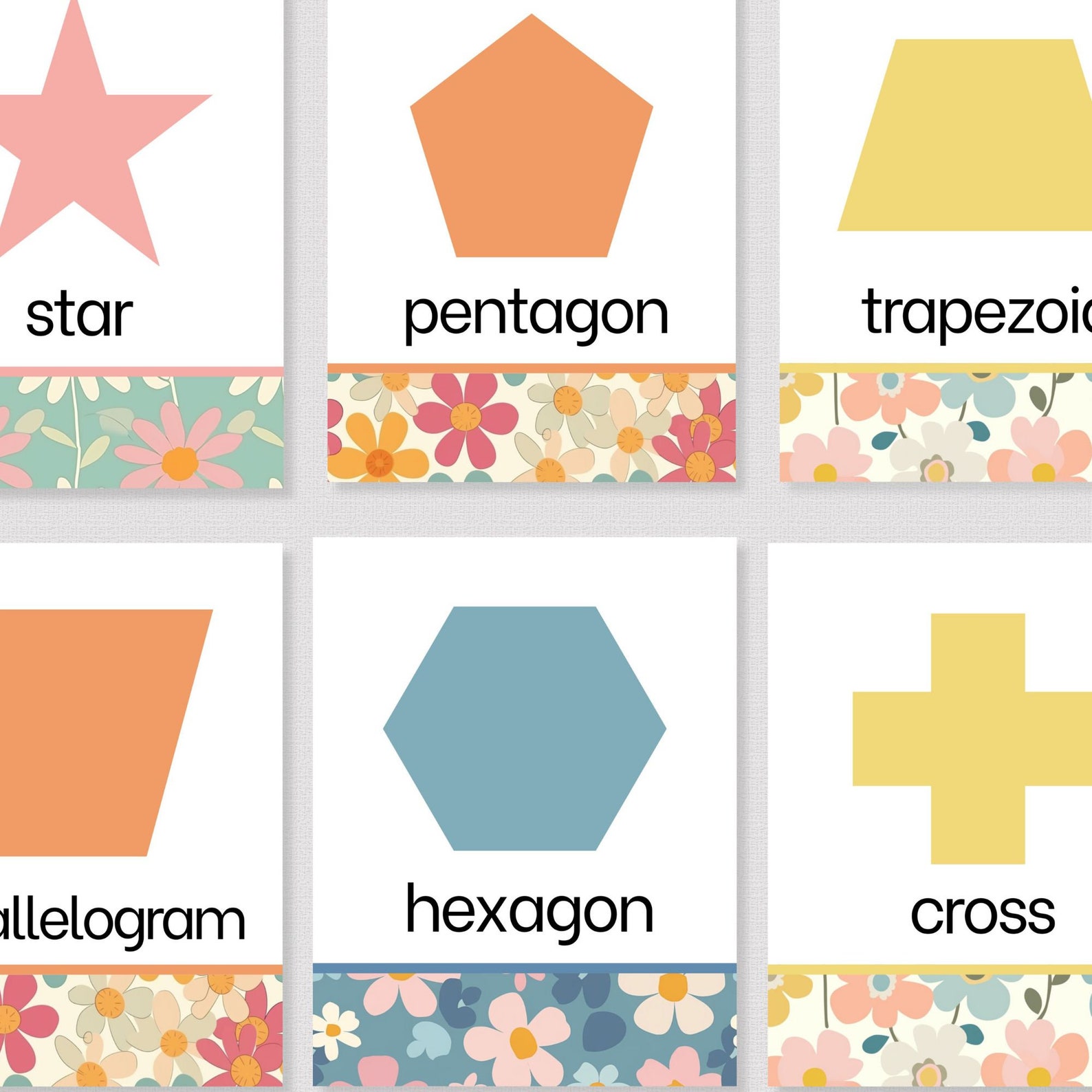 BOHO GARDEN THEME 2D and 3D Shape Posters for Classroom, Set of 21 ...