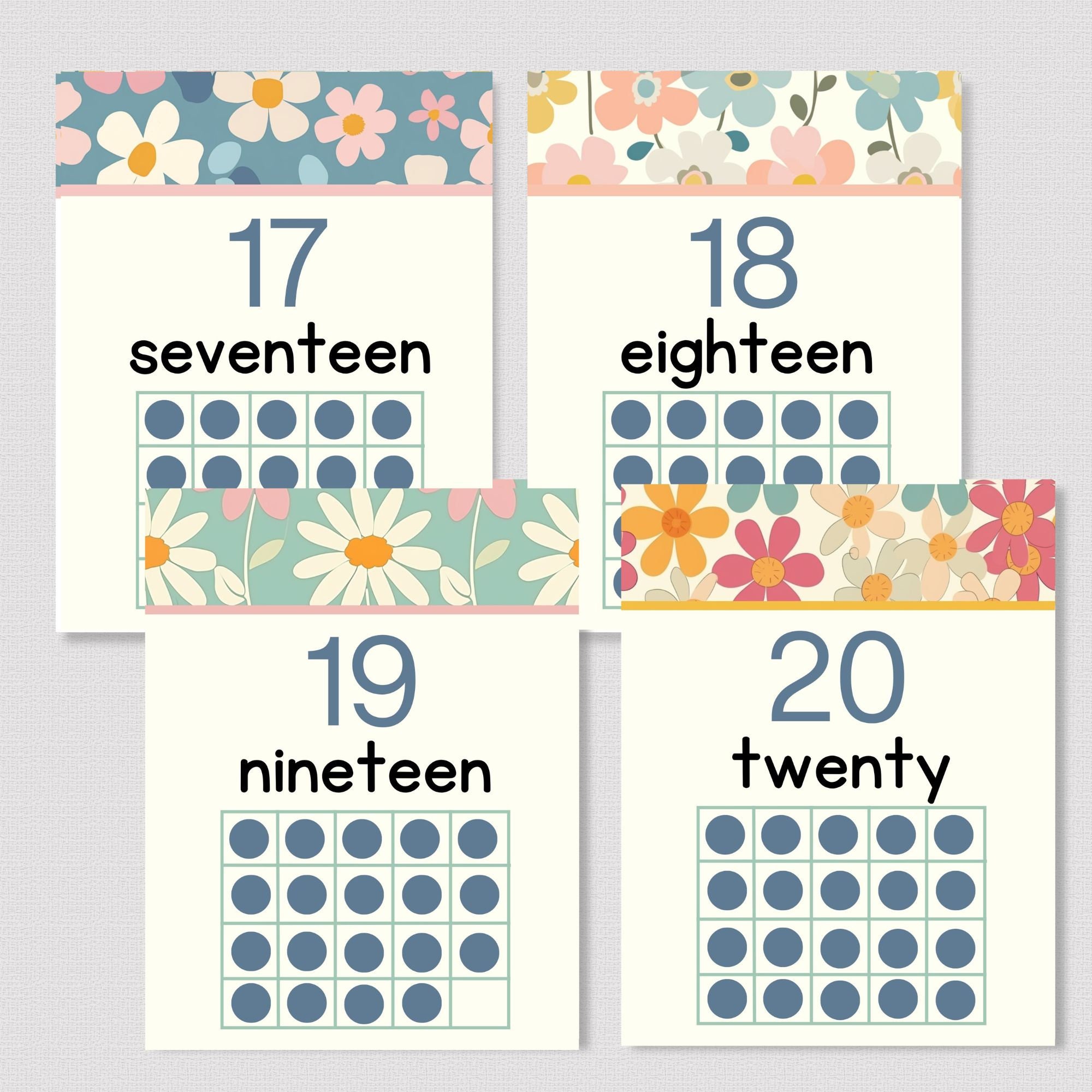 CLASSROOM NUMBER Posters With Tens Frames, Printable Numbers 1-20 ...