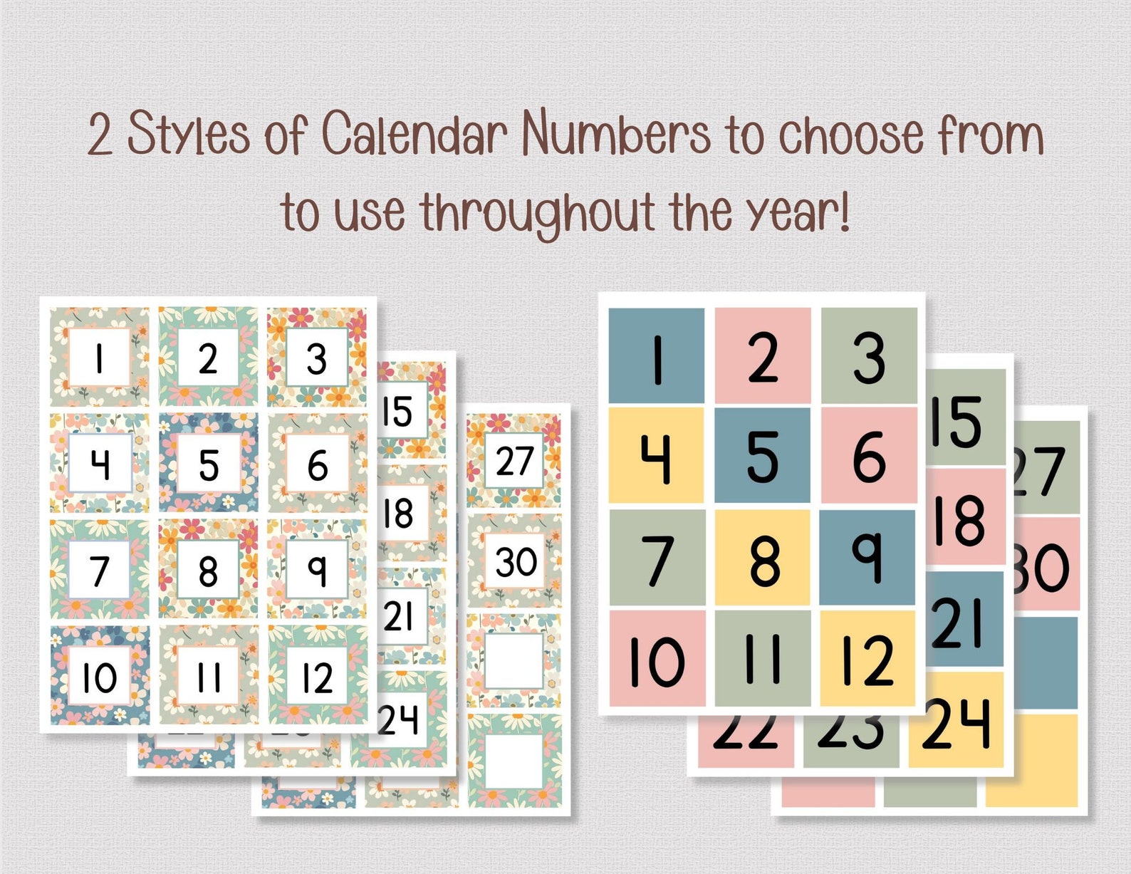 BOHO GARDEN CLASSROOM Calendar Kit, Printable Boho Calendar Set , Retro ...