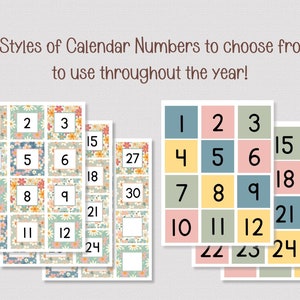 BOHO GARDEN CLASSROOM Calendar Kit, Printable Boho Calendar Set , Retro ...