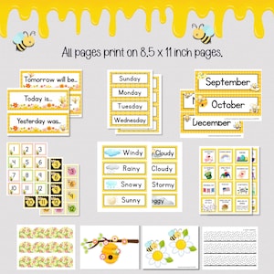 BEE THEME CLASSROOM Decor Bundle, Printable Honeybee Theme Classroom ...