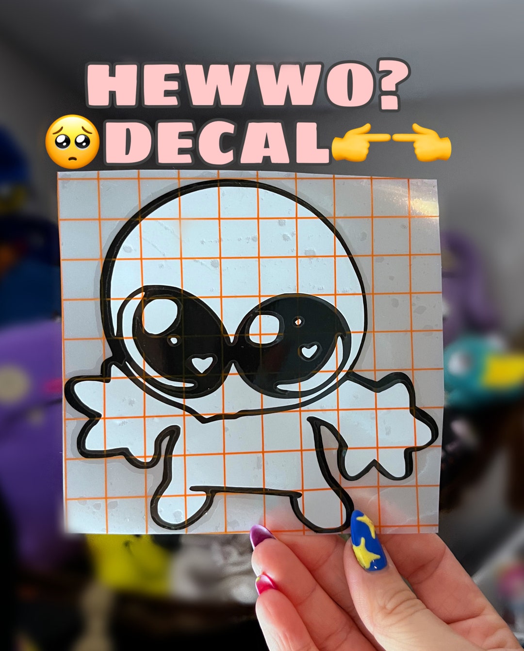 Hewwo OWO Decal Black White Layered Sticker Meme Little Creature Guy ...
