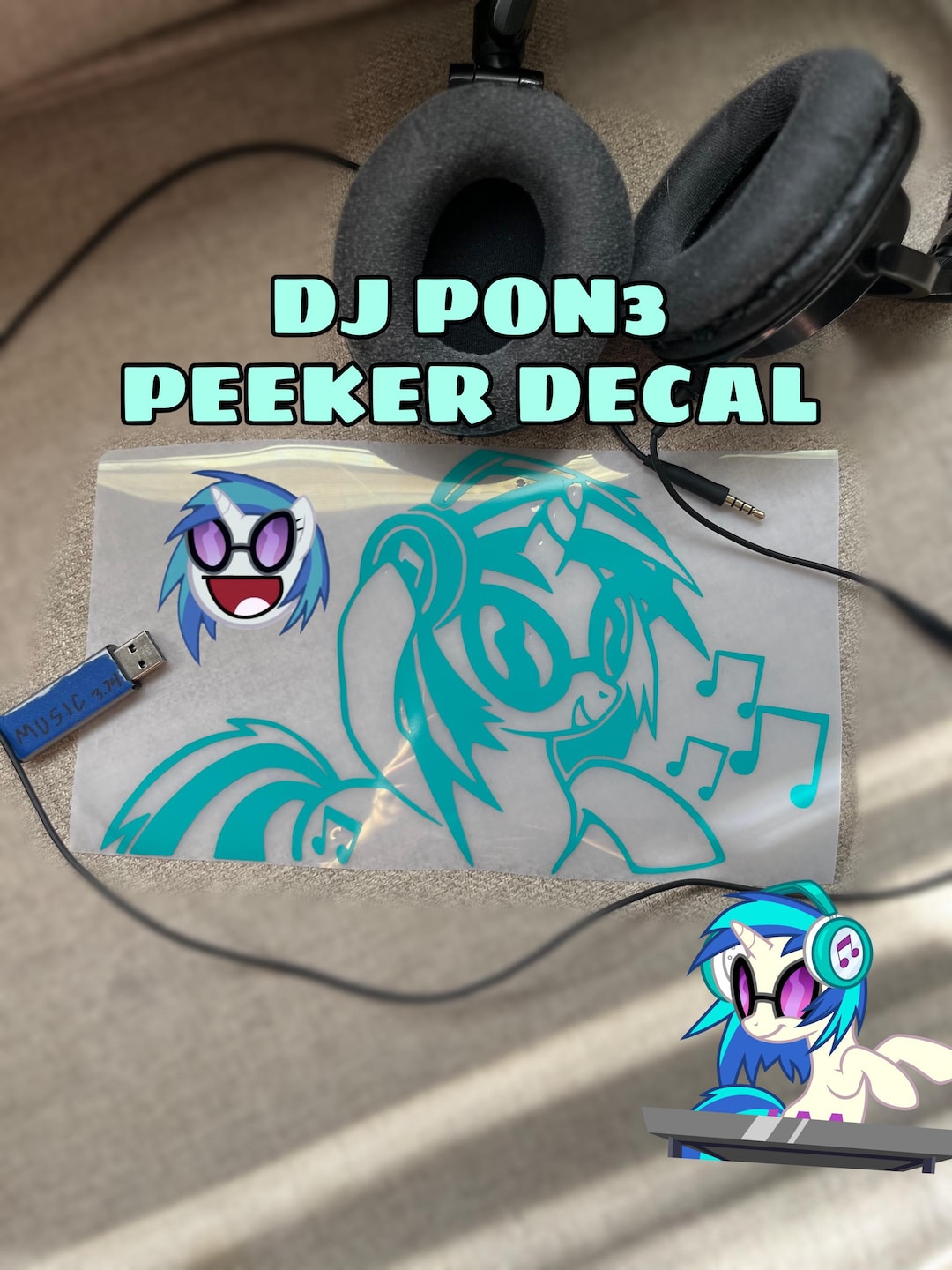 MLP My Little Pony DJ PON3 Vinyl Record Scratch Decal PEEKER Adhesive ...