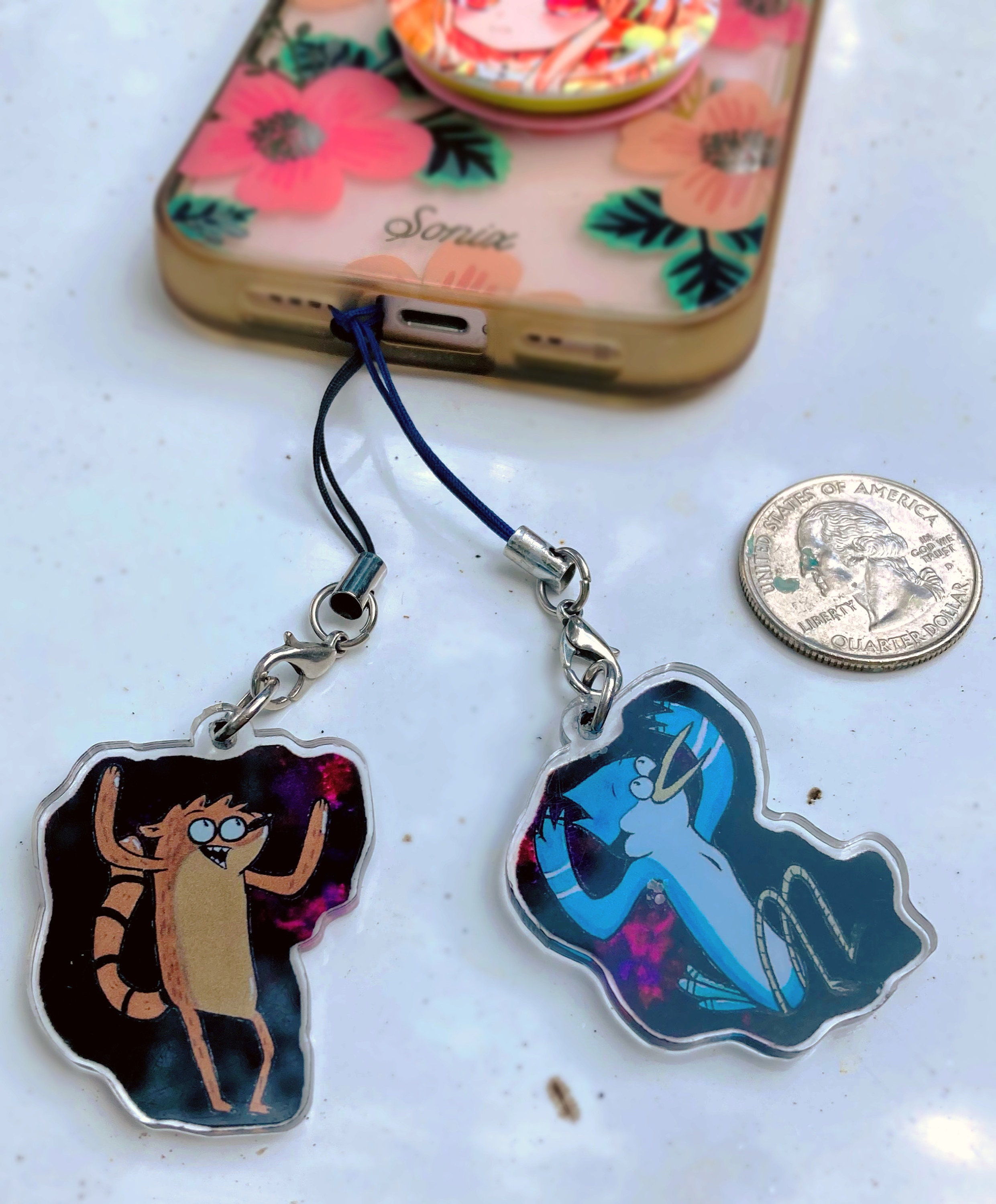 Regular Show Mordecai Rigby Double Sided Cat Acrylic Phone Strap ...