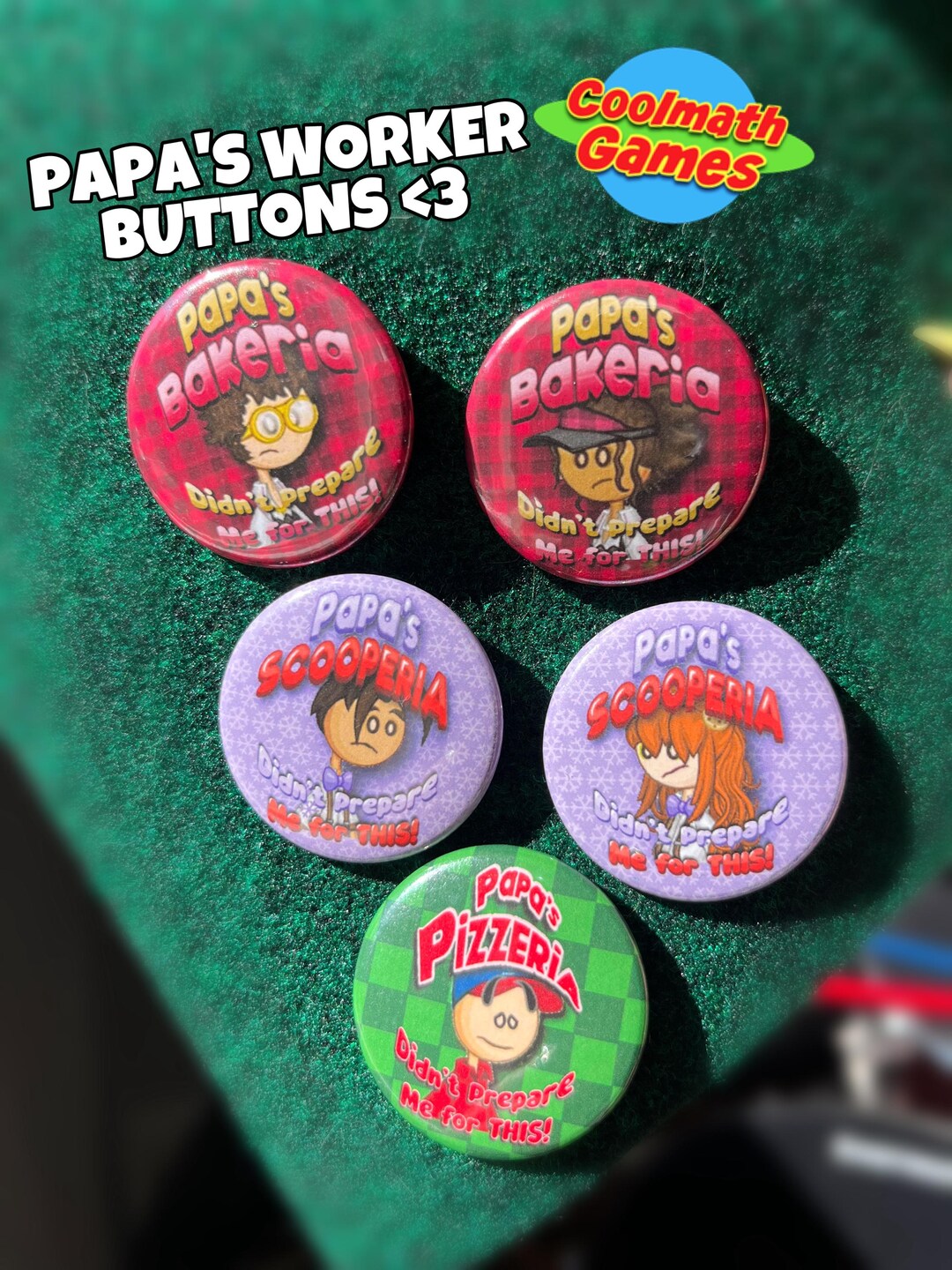Papa’s Cool Math Games Pizzeria Bakeria Scooperia Merch Badge Tin Pins ...