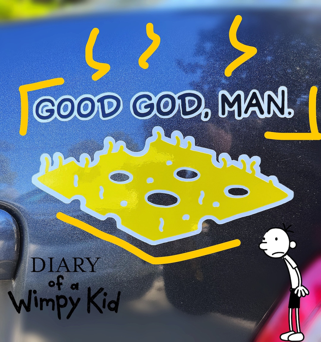 Diary of a Wimpy Kid Cheese Touch Yellow Layered Vinyl Sticker Adhesive ...