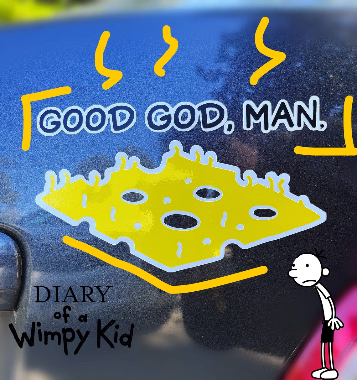 Diary of a Wimpy Kid Cheese Touch Yellow Layered Vinyl Sticker Adhesive ...