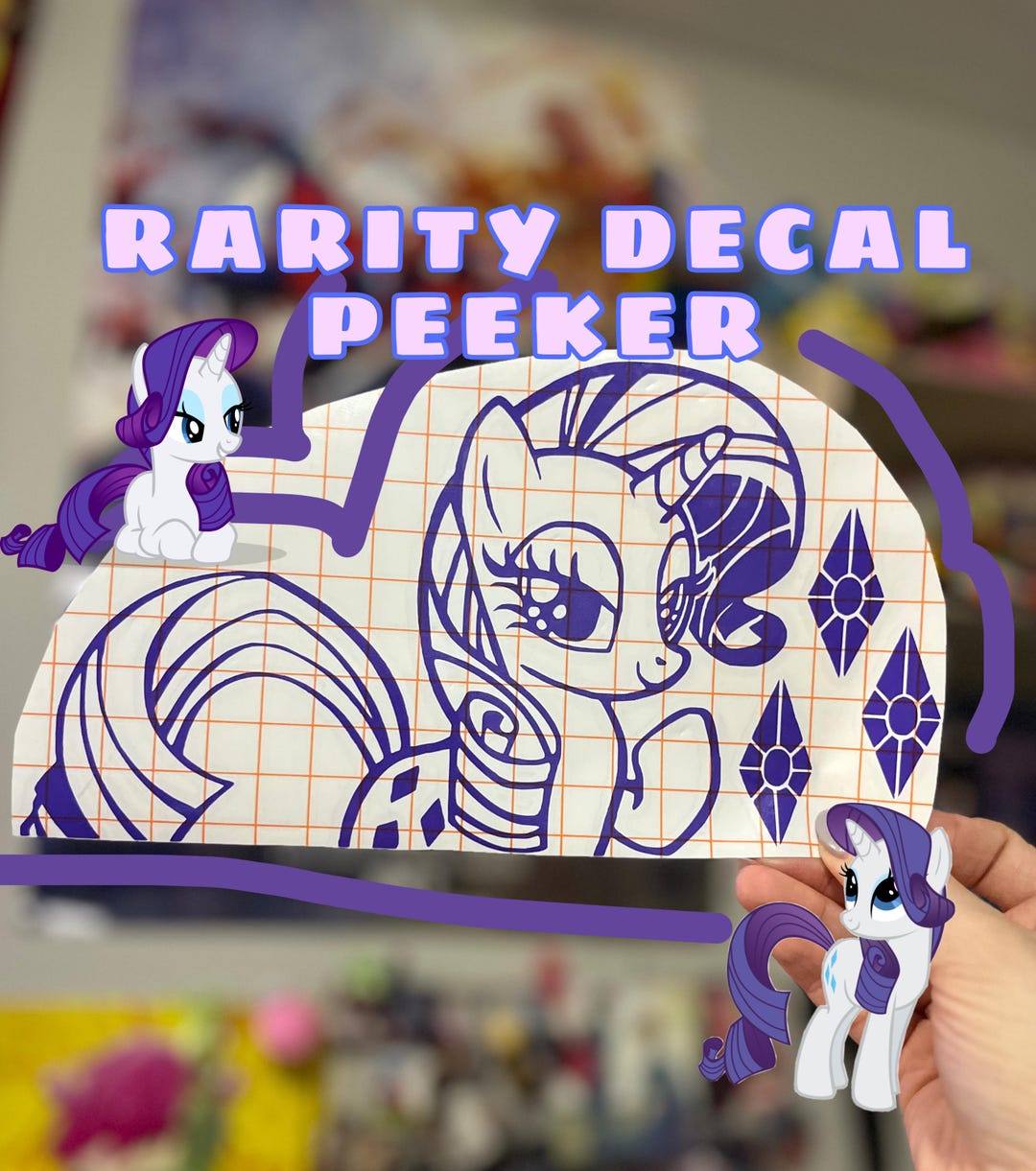 MLP My Little Pony Rarity Decal Peeker Sticker Laptop Car Adhesive ...