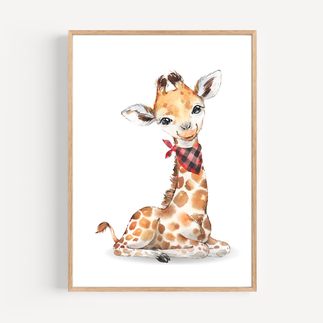Baby Giraffe Print, Safari Tier Kinderzimmer Dekor, Giraffe mit ...