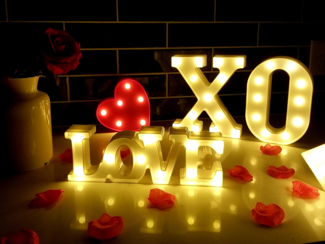 LOVE Sign 12"l 4"h 1.5"w W/ LED Lights | Valentine's | Proposal ...