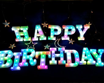 HAPPY BIRTHDAY Marquee 9 LED Alphabet Letters & Numbers Happy Birthday ...