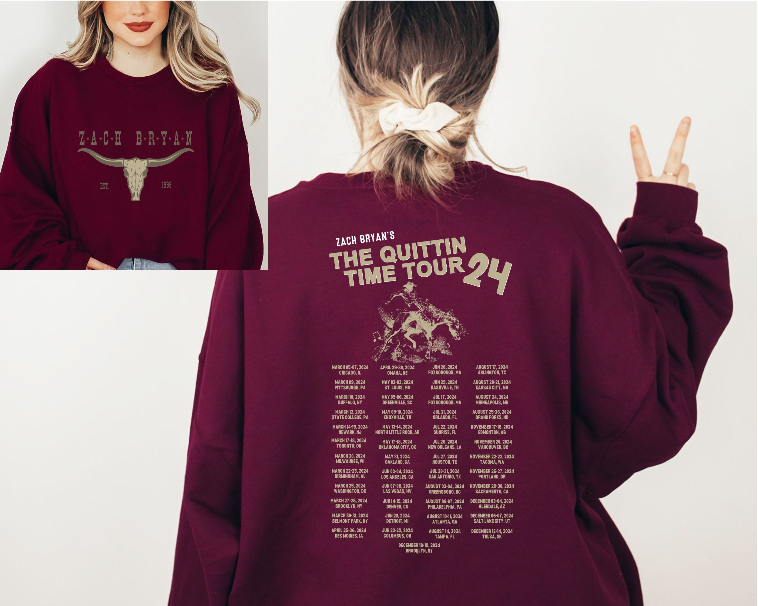 Zach Bryan The Quittin Time Tour 2024 Sweatshirt, Country Music Singer ...