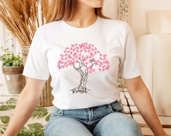Pink Ribbon Tree Shirt, Cancer Tree Shirt, Breast Cancer Fighter Shirt ...