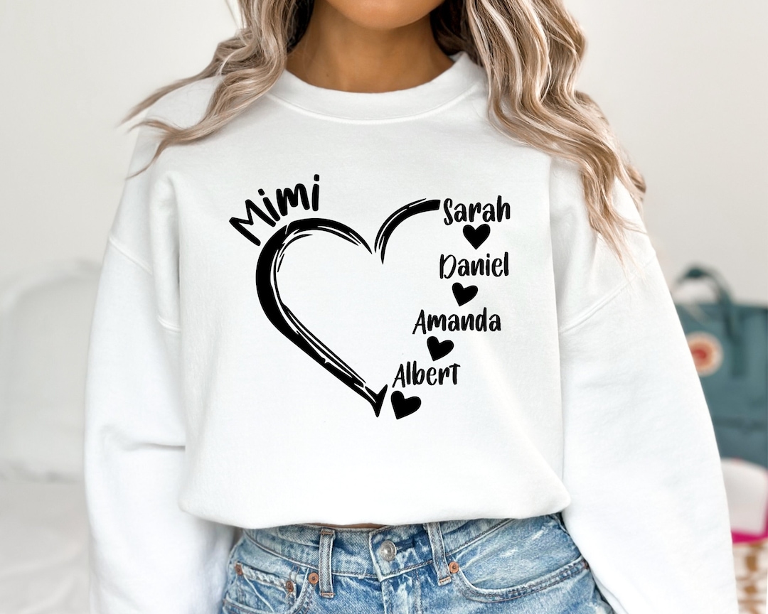 Custom Mimi Sweatshirt With Kids Names on Sleeve, Mimi Hoodie, Mimi ...