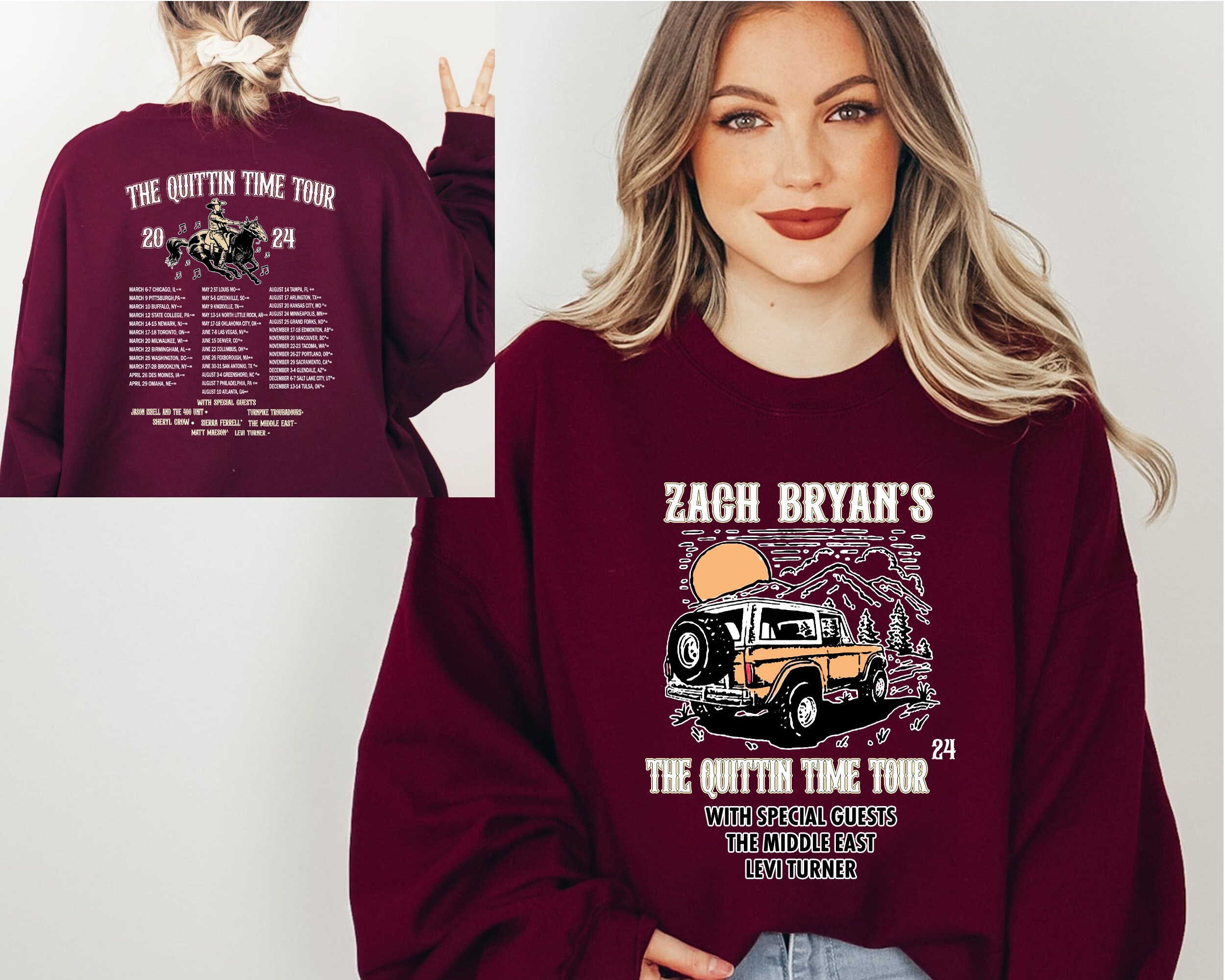 Zach Bryan The Quittin Time Tour 2024 Sweatshirt, Country Music Singer ...