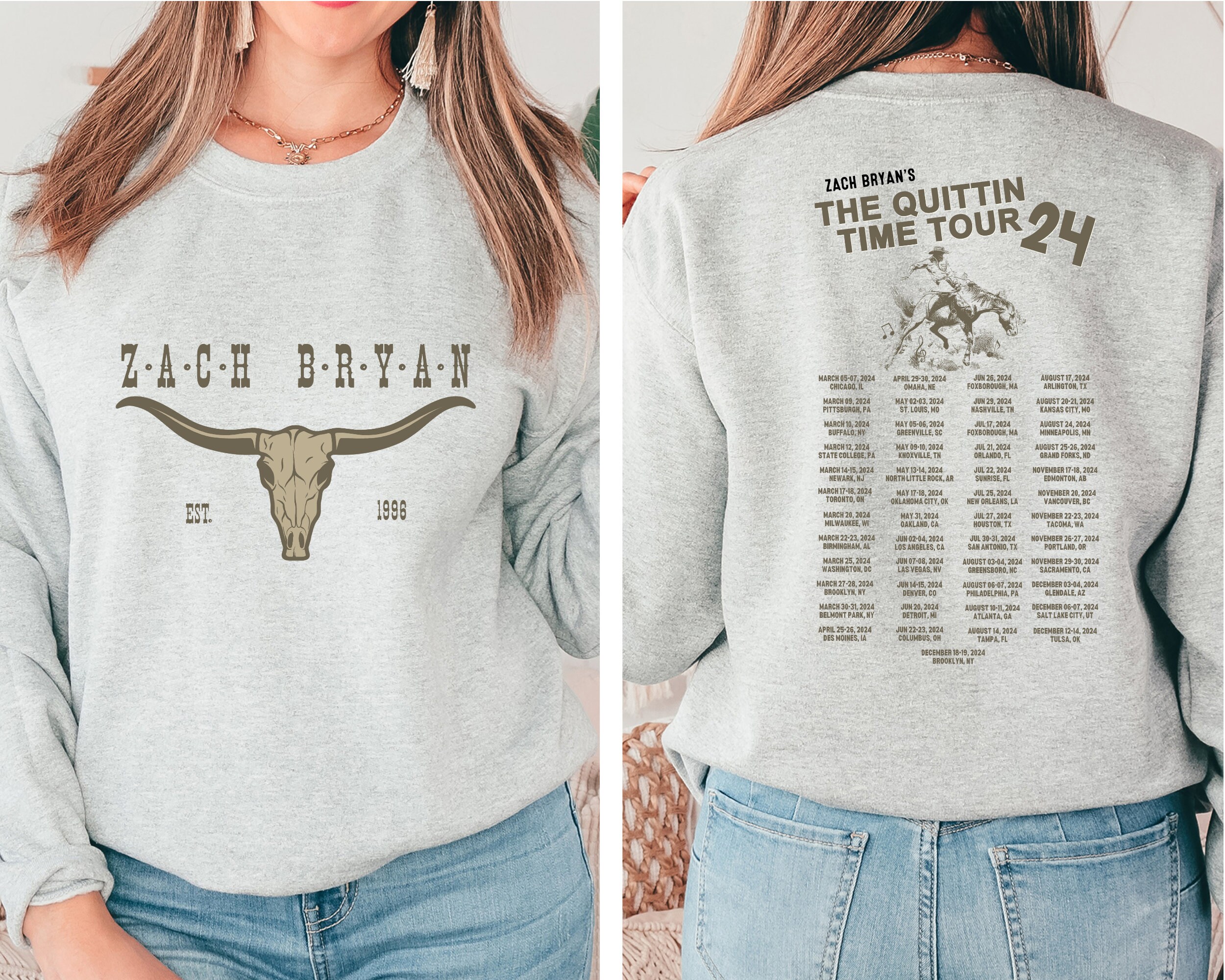 Zach Bryan The Quittin Time Tour 2024 Sweatshirt, Country Music Singer ...