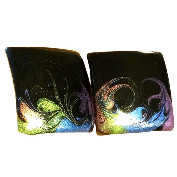 Vintage 5 Sets Multi Colored Metal Stud Post Enameled… - Gem